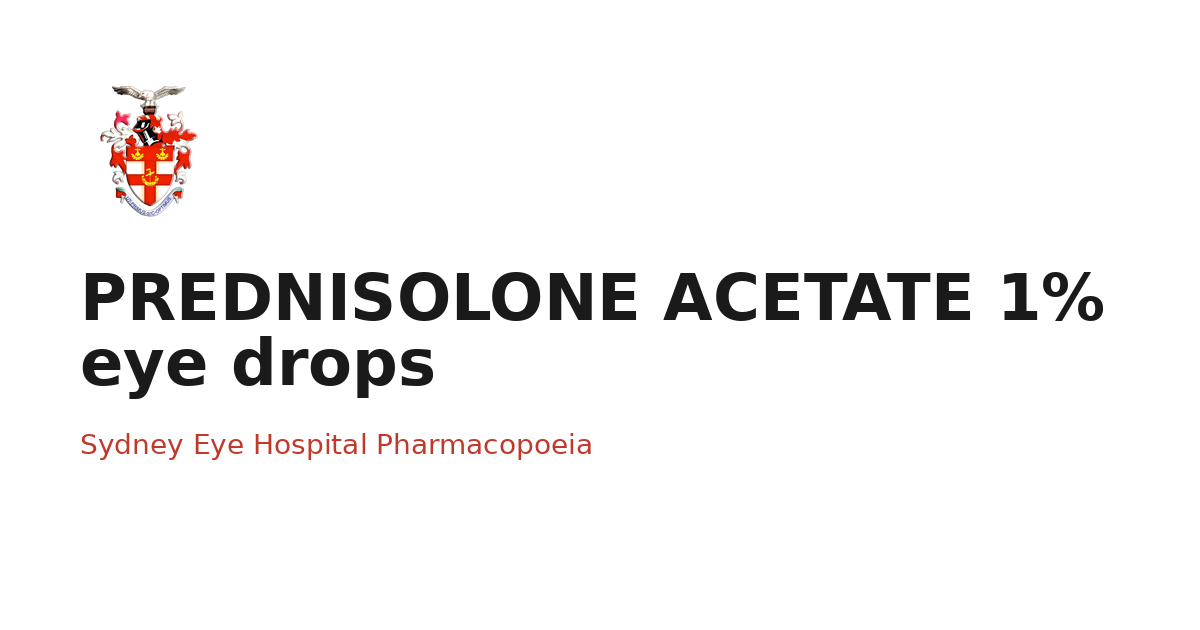 PREDNISOLONE ACETATE 1% eye drops · SEH Ophthalmic Pharmacopoeia